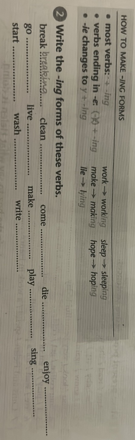 HOW TO MAKE -ING FORMS - most verbs: - + | StudyX