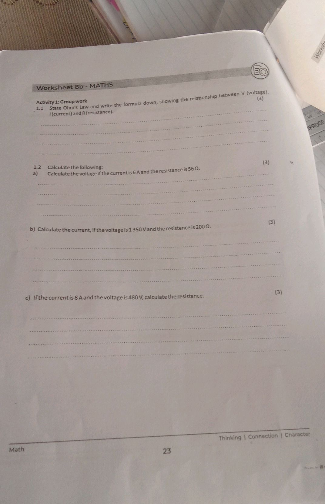 Worksheet 8b - MATHS Activity 1: Group work | StudyX