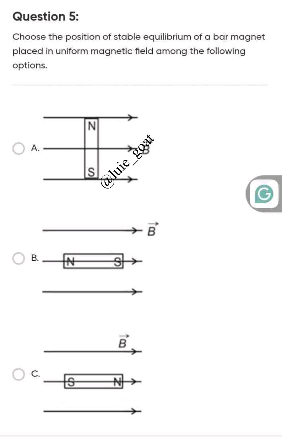 Question 5: Choose the position of stable | StudyX