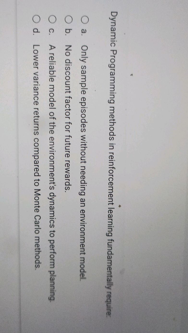 Dynamic Programming methods in reinforcement | StudyX