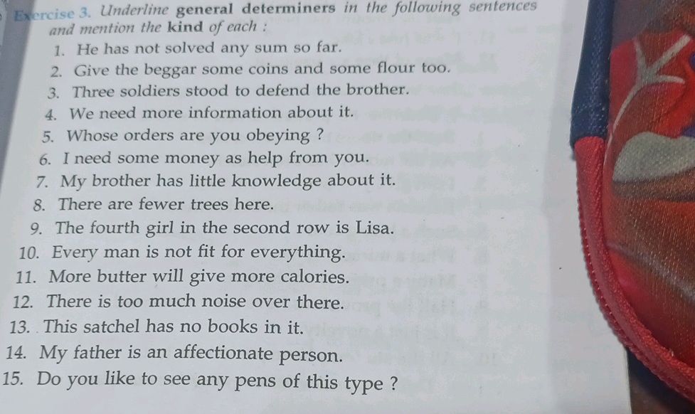 Exercise 3. Underline general determiners in | StudyX