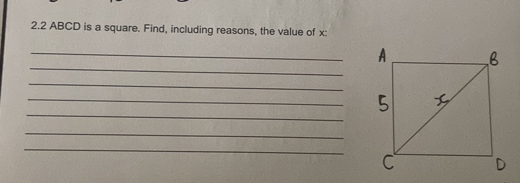 2.2 ABCD is a square. Find, including