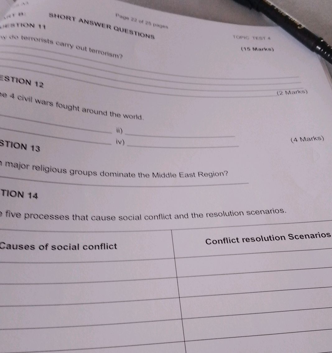 QUESTION 11 Why do terrorists carry out | StudyX