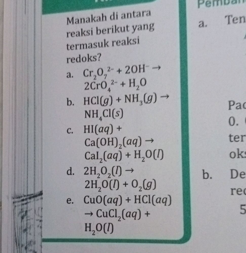 Manakah di antara reaksi berikut yang | StudyX