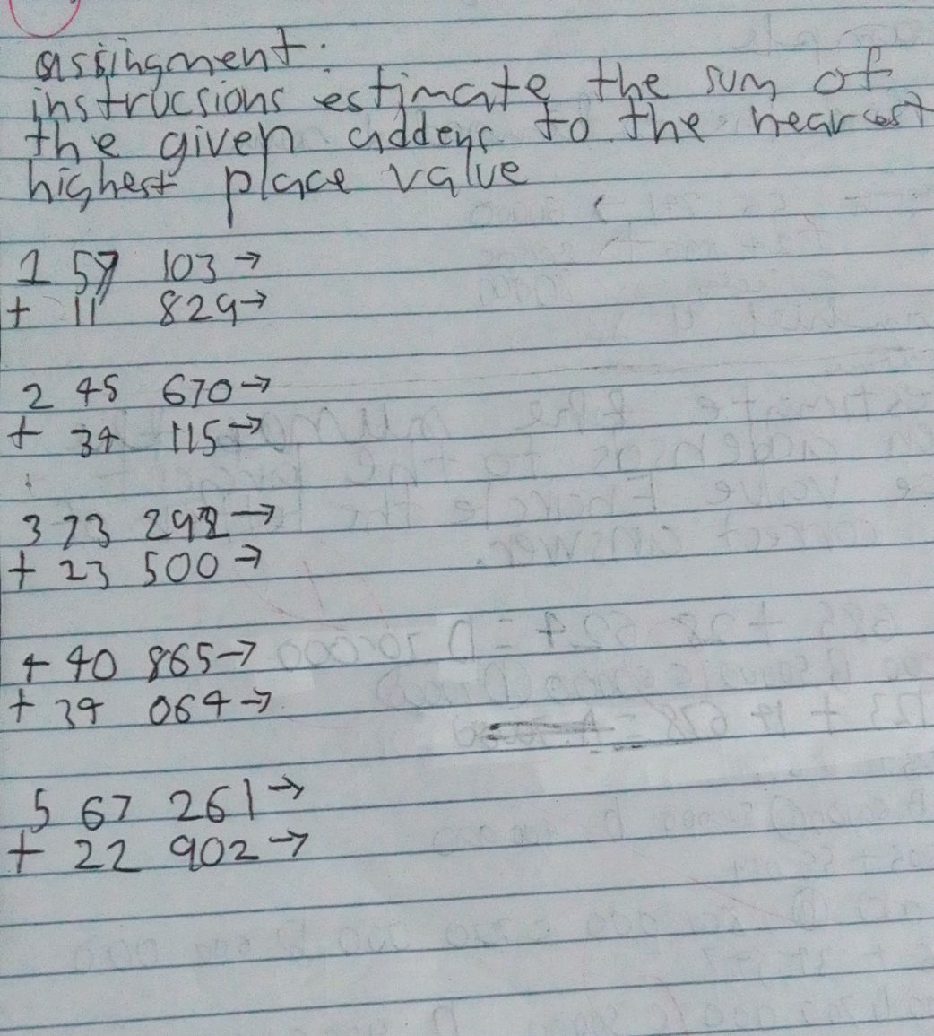 Estimate the sum of the given addends to the