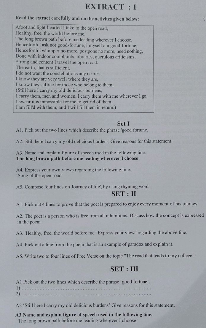 EXTRACT: 1 Read the extract carefully and do