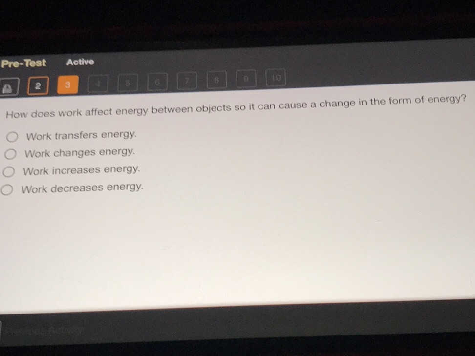 How does work affect energy between objects