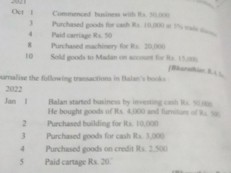 Journalise the following transactions in | StudyX