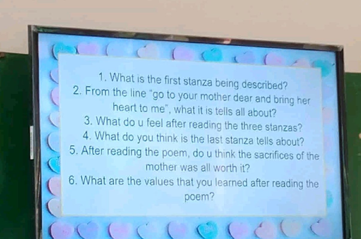 1. What is the first stanza being described? | StudyX