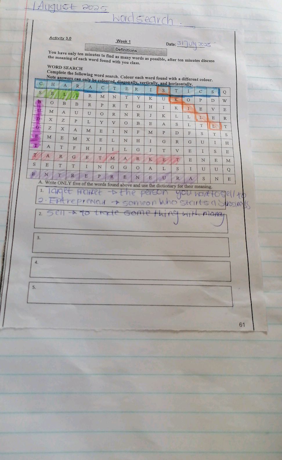 WORD SEARCH Complete the following word | StudyX