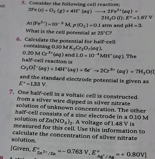 5. Consider the following cell reaction: | StudyX
