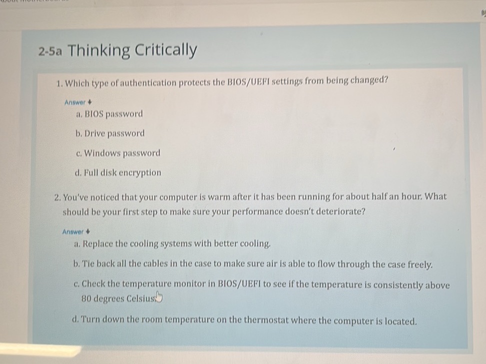 2-5a Thinking Critically 1. Which type of | StudyX