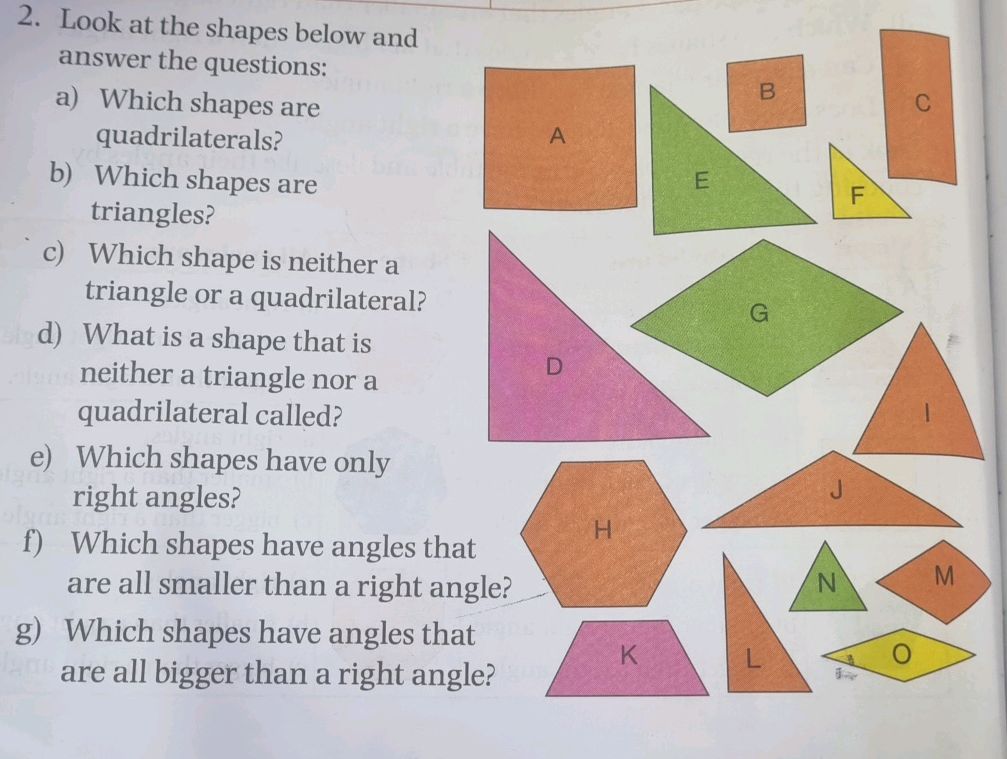 2. Look at the shapes below and answer the | StudyX