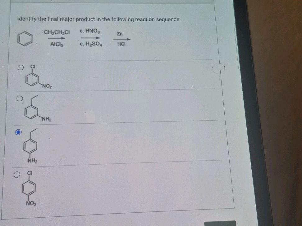 Identify the final major product in the | StudyX