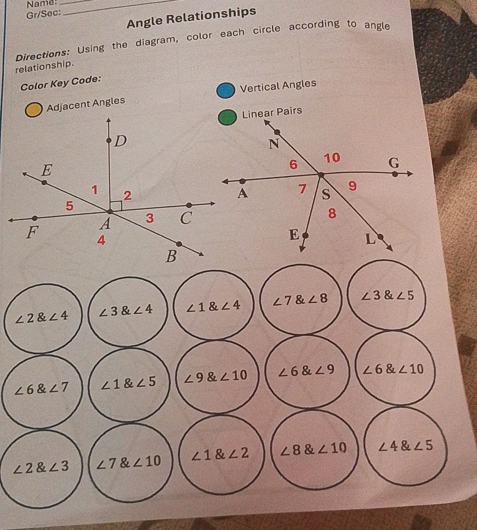 Directions: Using the diagram, color each | StudyX