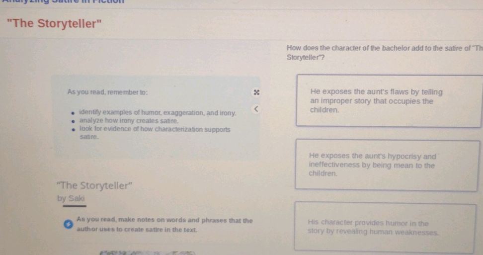 "The Storyteller" As you read, remember to: | StudyX