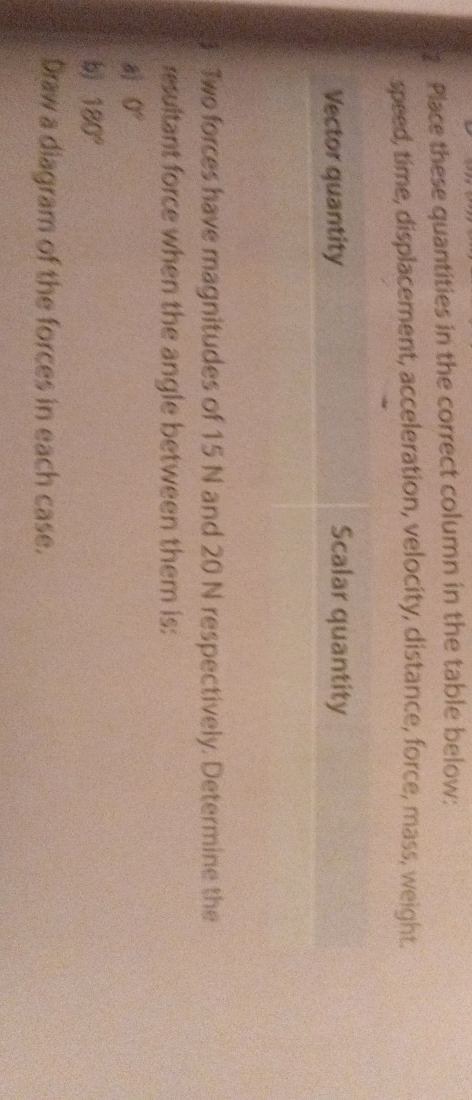 Place these quantities in the correct column | StudyX