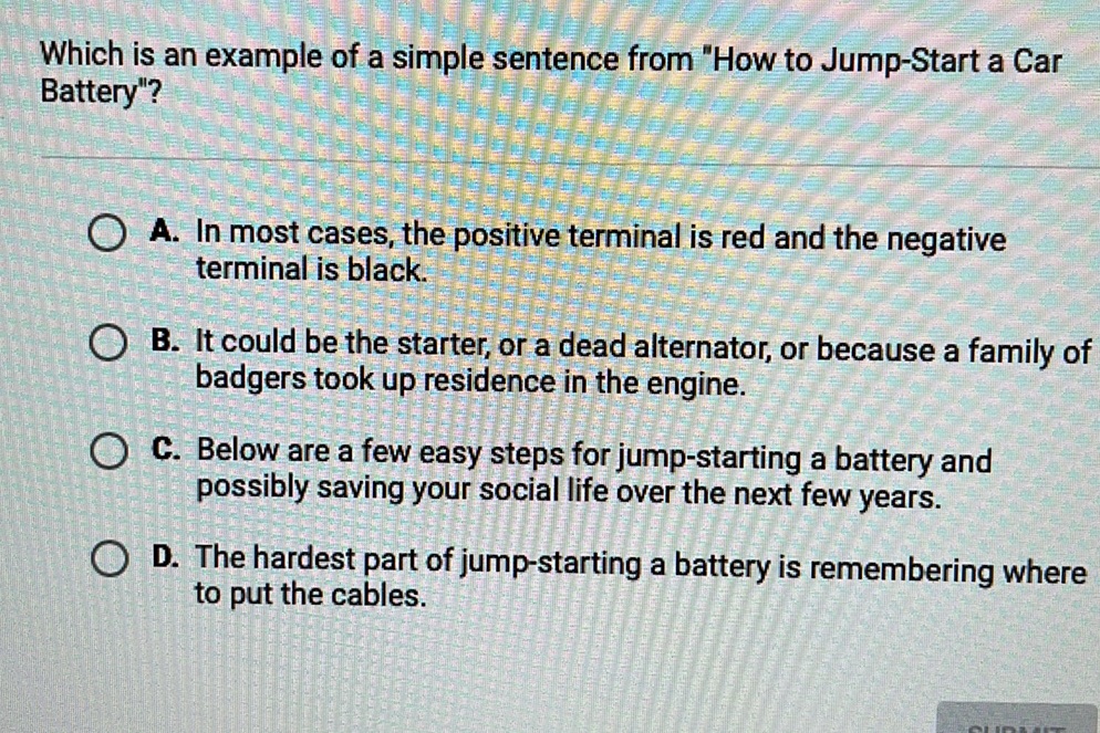 Which is an example of a simple sentence | StudyX