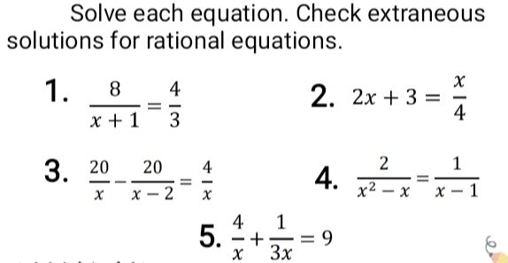 Solve each equation. Check extraneous | StudyX
