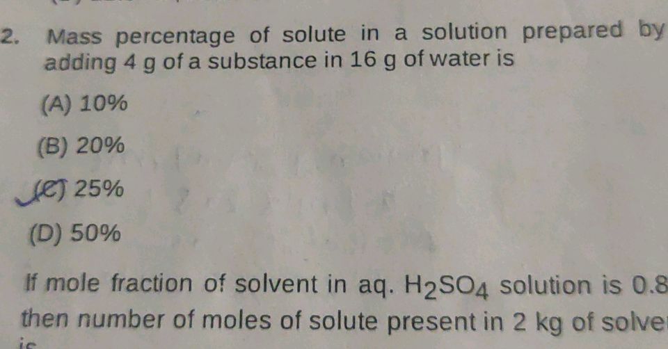 2. Mass percentage of solute in a solution | StudyX