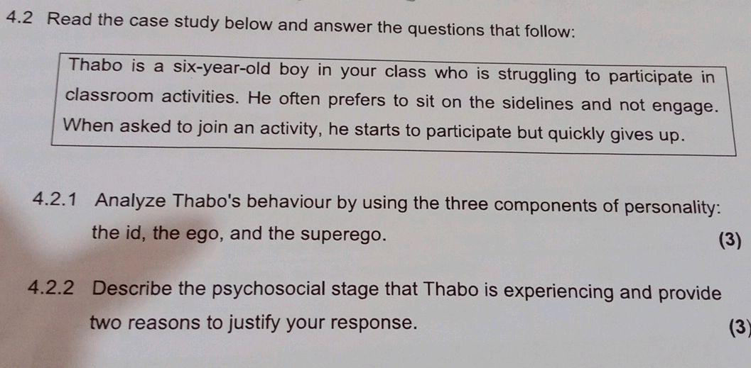 4.2 Read the case study below and answer the | StudyX