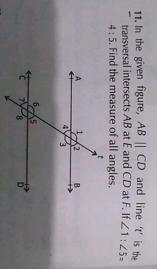 11. In the given figure, AB || CD and line | StudyX