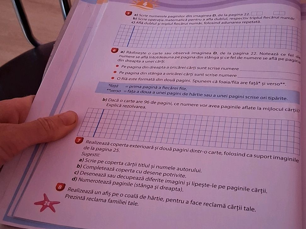 a) Scrie numerele paginilor din imaginea D, | StudyX