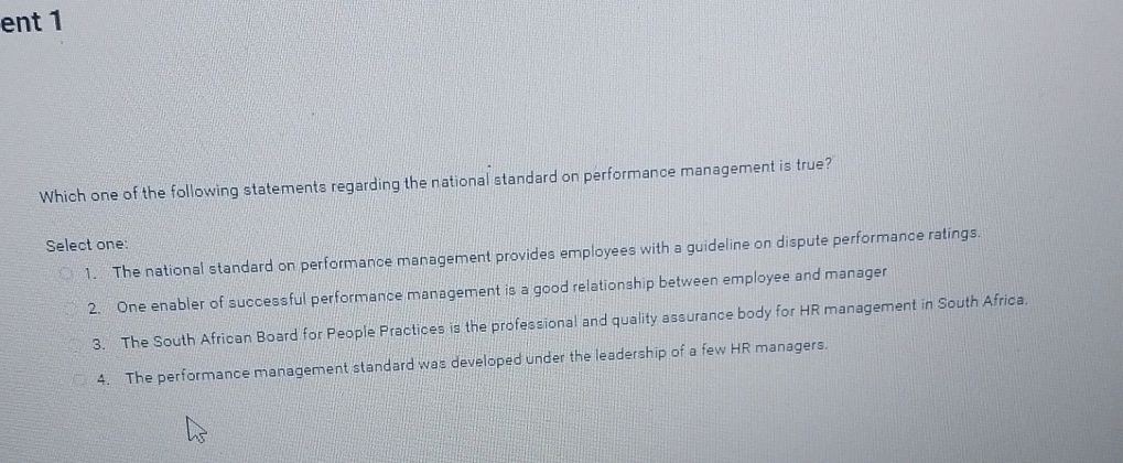 ent 1 Which one of the following statements | StudyX