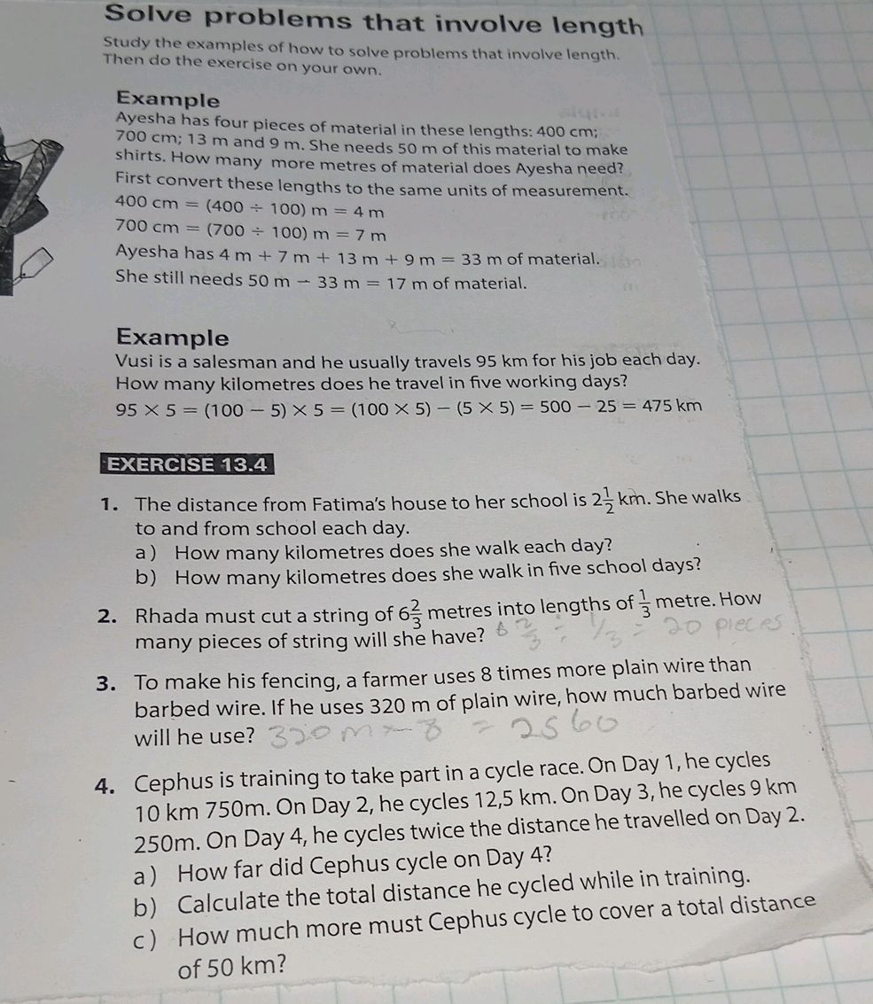 Solve problems that involve length Study the | StudyX