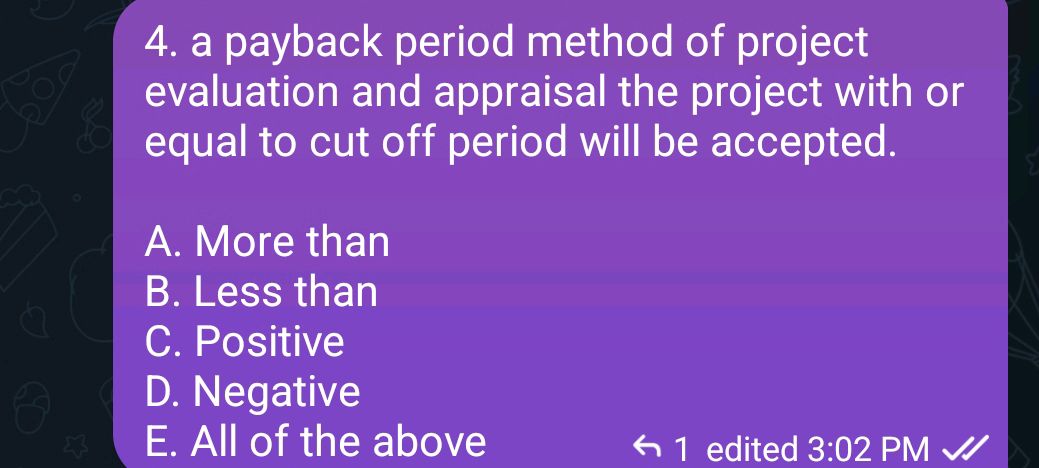 4. a payback period method of project | StudyX