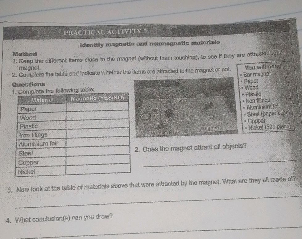 1. Complete the following table: | Material | StudyX