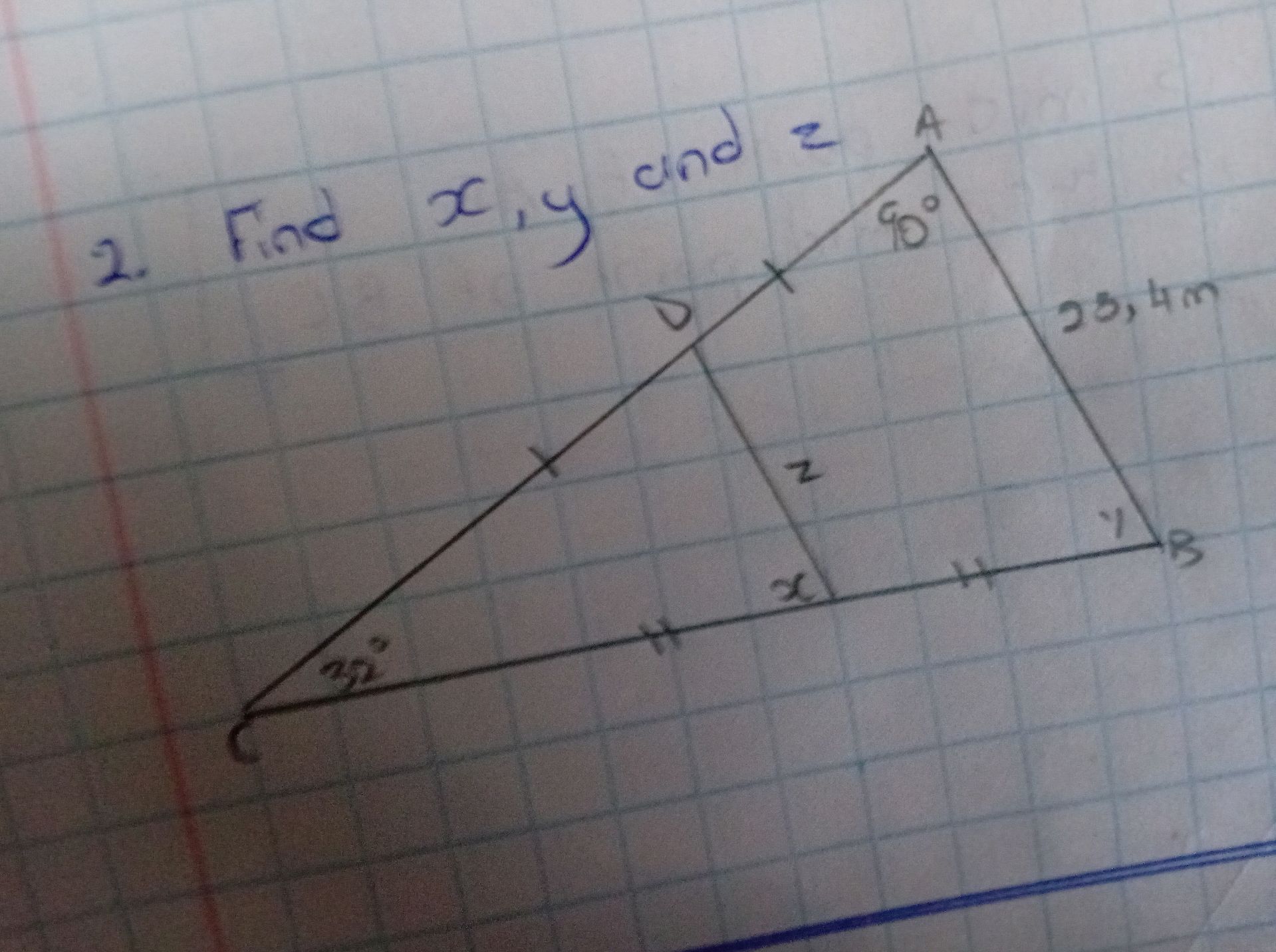 2. Find x, y and z There is a diagram of a | StudyX