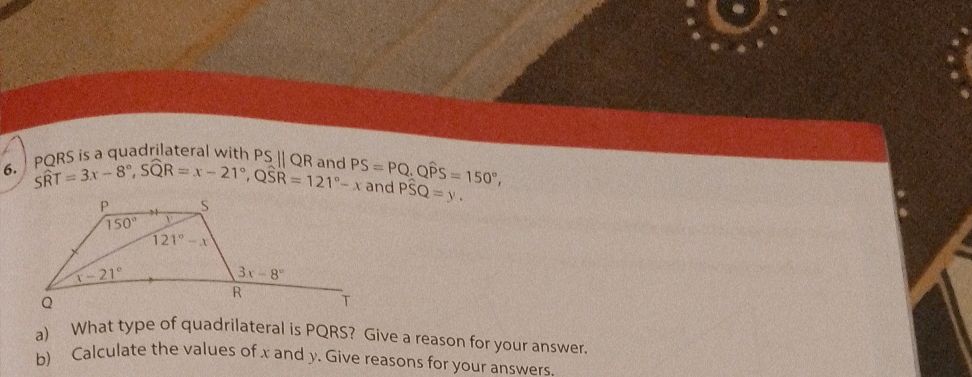 PQRS is a quadrilateral with PS || QR and PS