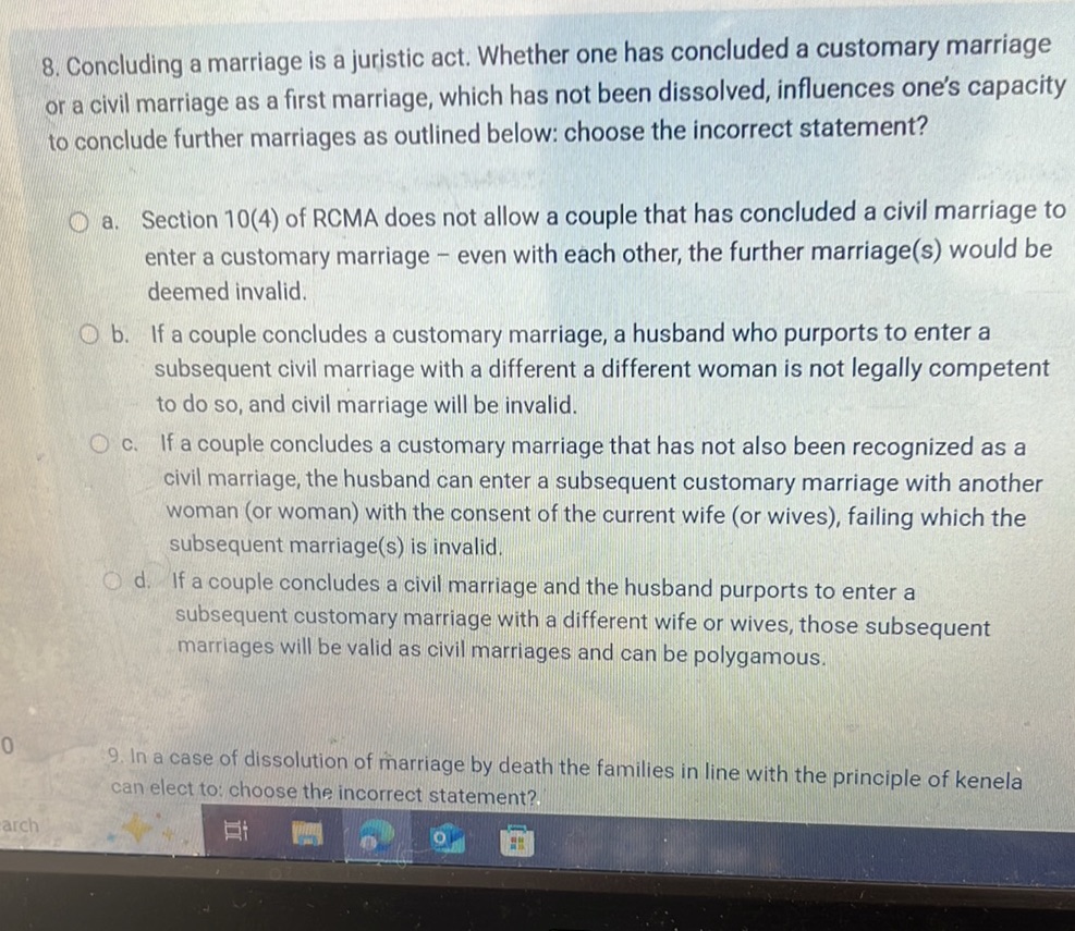 Concluding a marriage is a juristic act.