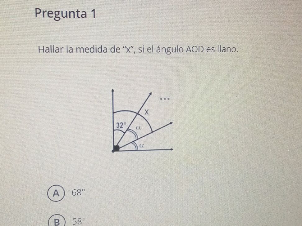 Hallar la medida de "x", si el ángulo AOD es | StudyX