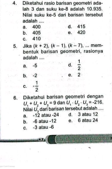4. Diketahui rasio barisan geometri adalah 3 | StudyX
