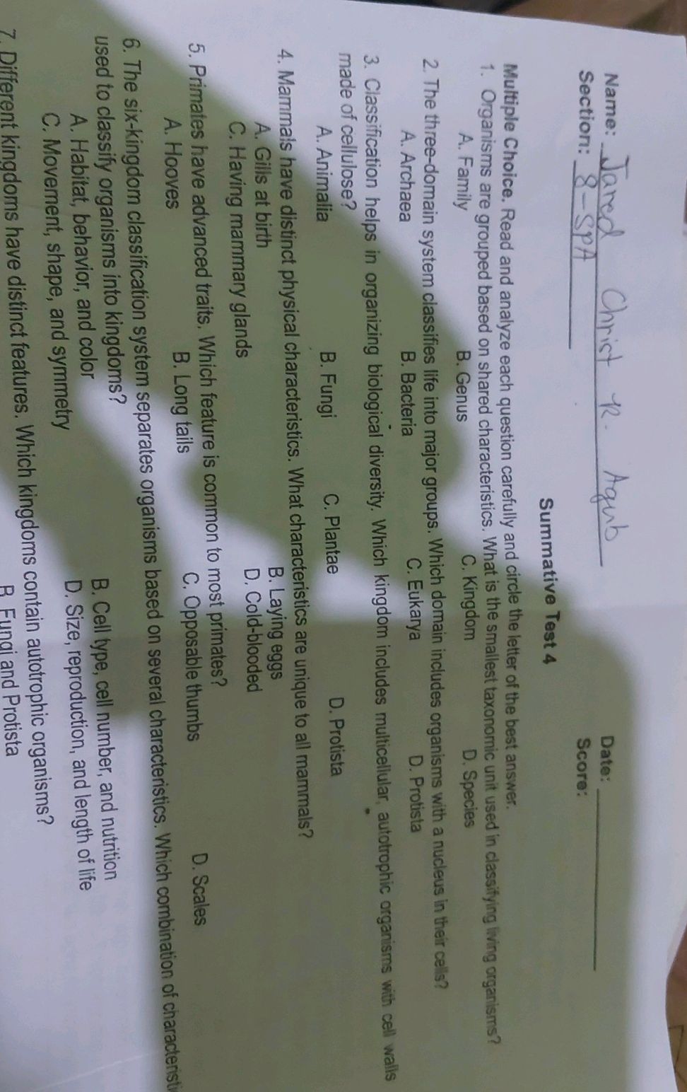 Multiple Choice. Read and analyze each