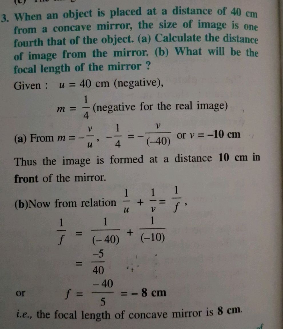 When an object is placed at a distance of 40