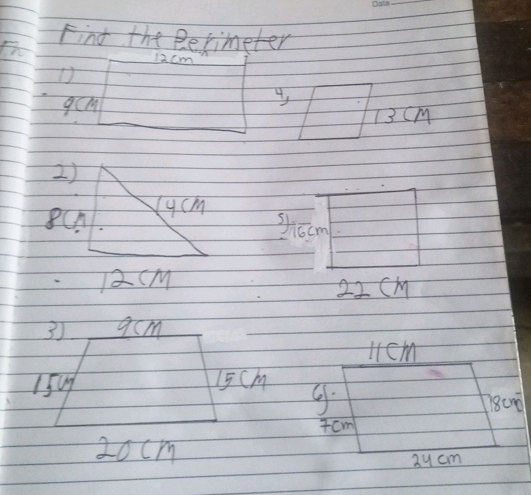 Find the Perimeter 1) A rectangle with | StudyX