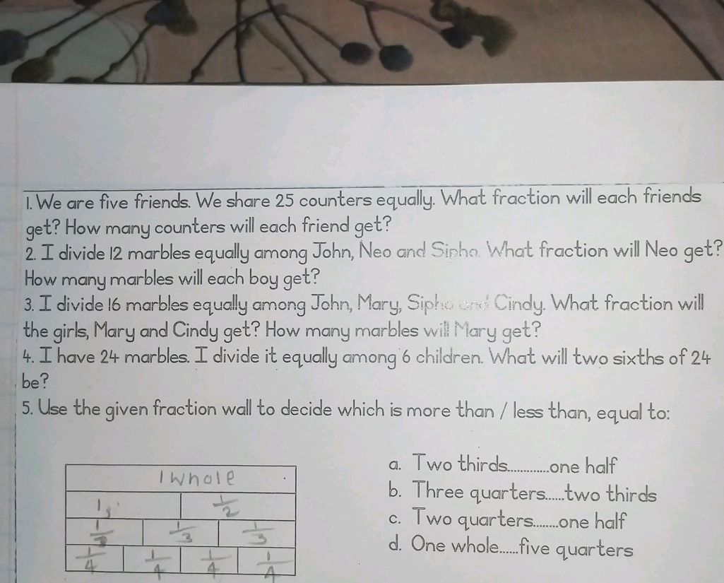 1. We are five friends. We share 25 counters | StudyX