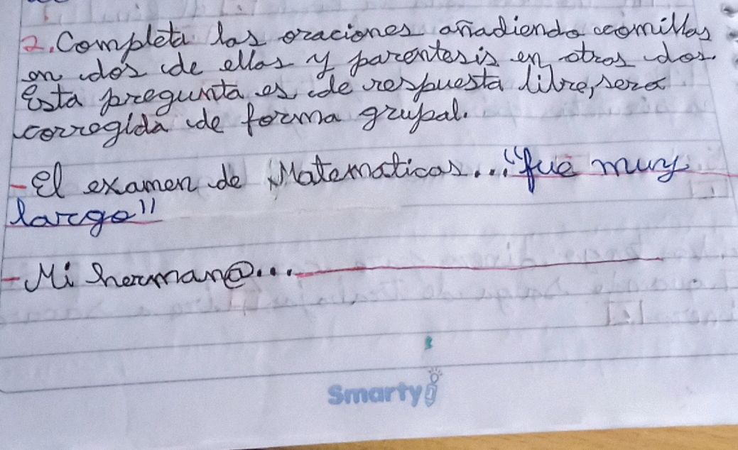 2. Completa las oraciones añadiendo comillas | StudyX