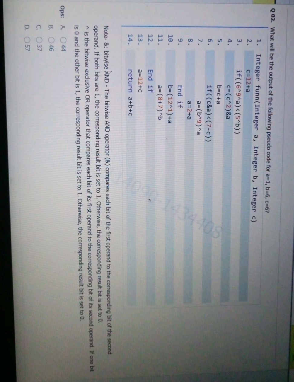 Q02. What will be the output of the | StudyX