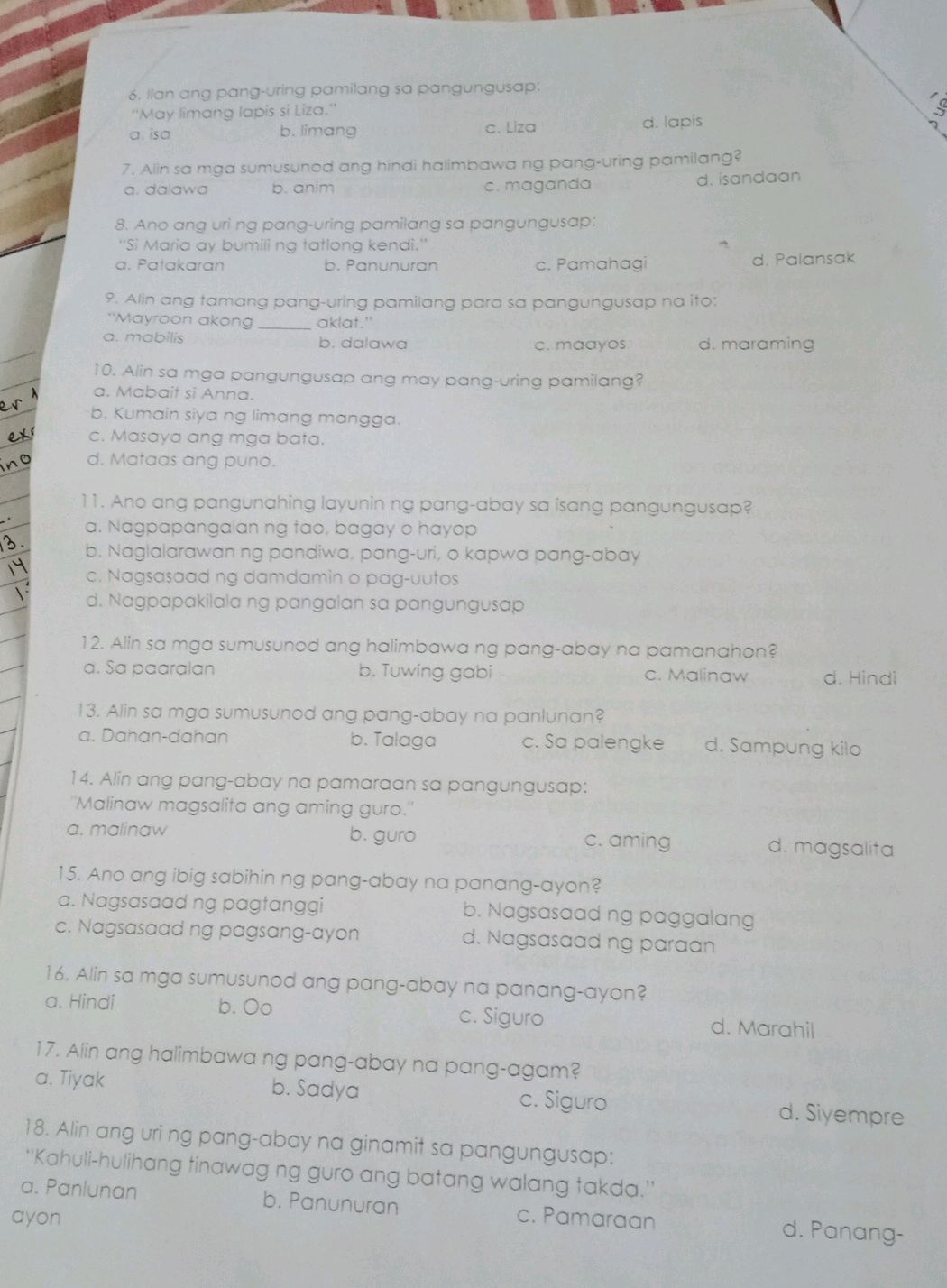 6. Ilan ang pang-uring pamilang sa | StudyX