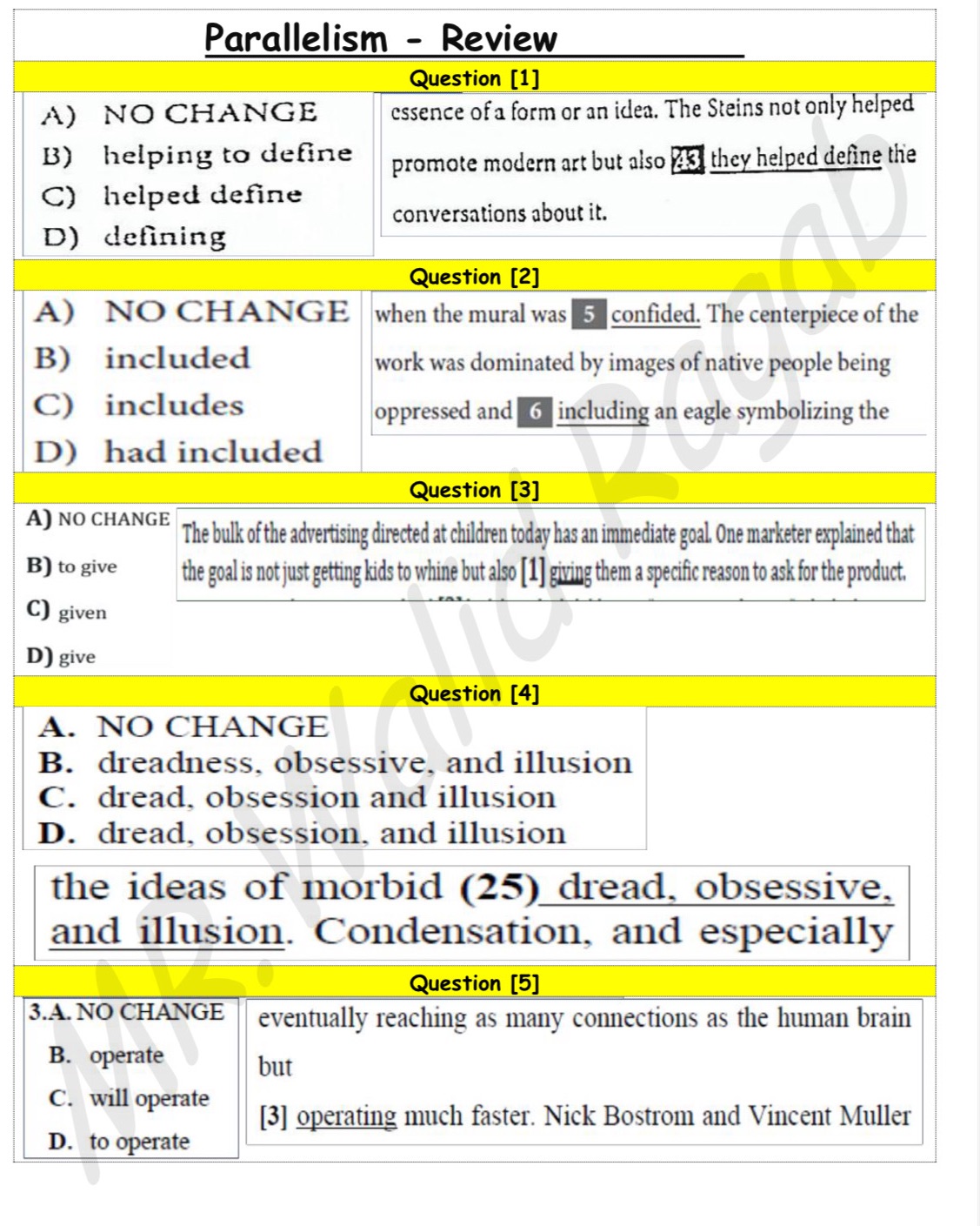 lticolumn{3}{|c|}{Parallelism - Review} | StudyX