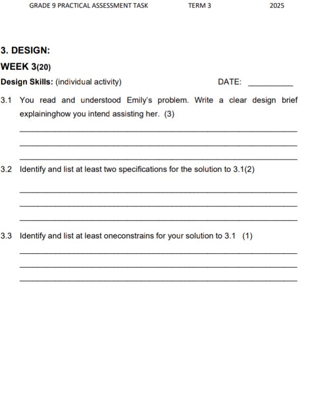 GRADE 9 PRACTICAL ASSESSMENT TASK TERM 3 | StudyX