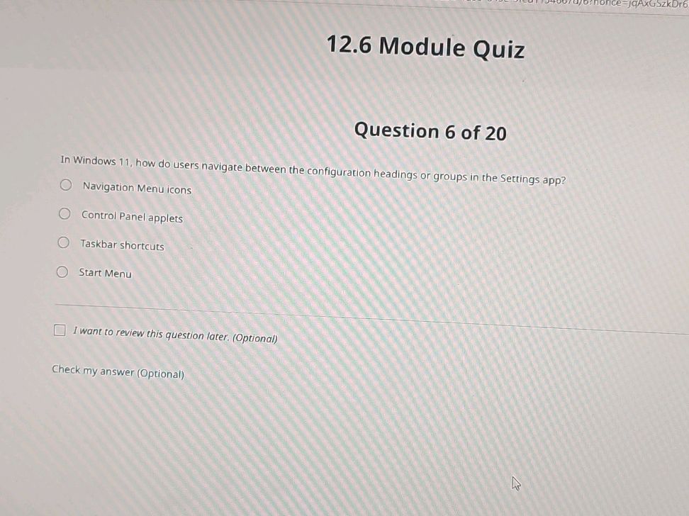 12.6 Module Quiz Question 6 of 20 In Windows