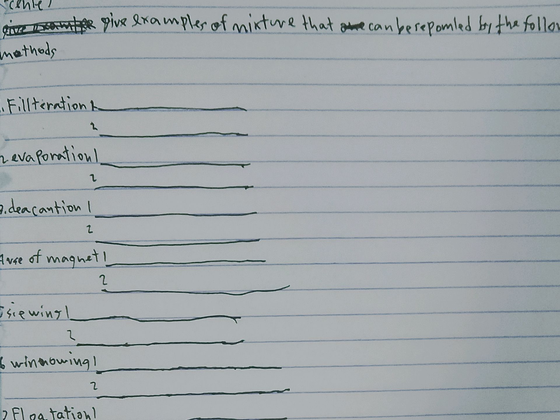 Give examples of mixture that can be | StudyX