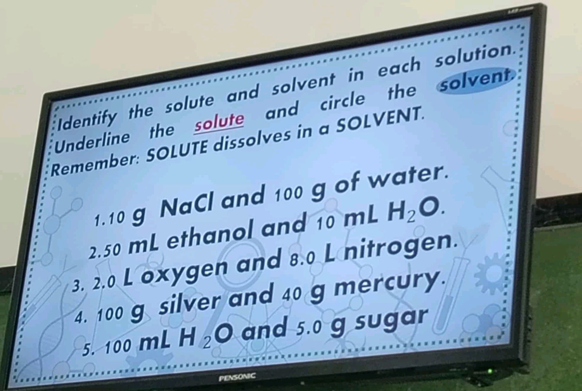 Identify the solute and solvent in each | StudyX