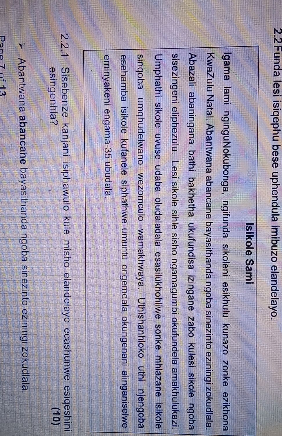 2. 2 Funda lesi isiqephu bese uphendula | StudyX