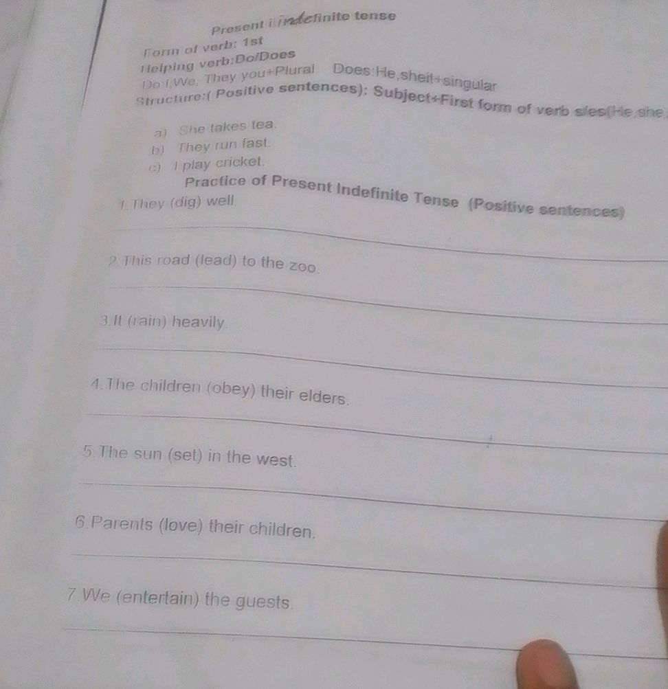 Present indefinite tense Form of verb: 1st | StudyX